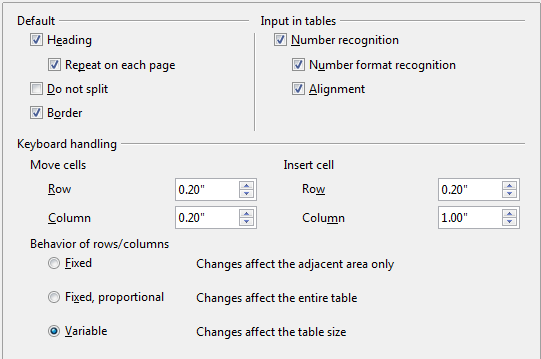 Default Table Options - Apache OpenOffice Wiki