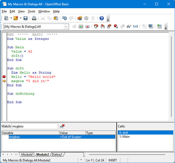 Basic Source Editor and Debugger - Apache OpenOffice Wiki